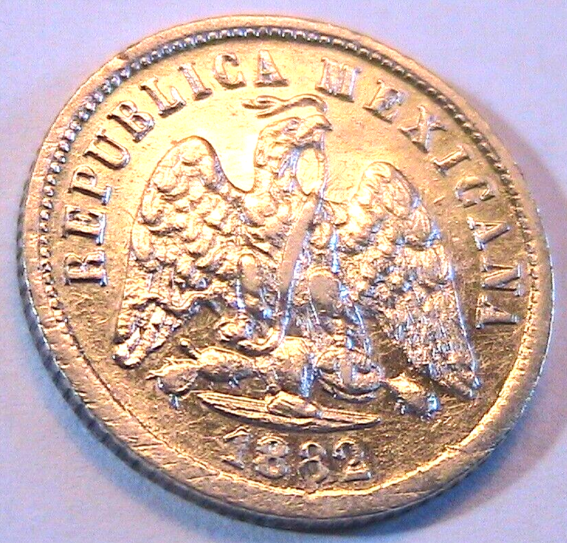1882 MoM Mexico 10 Centavos Ch AU Mexican Second Republic Silver 10C ...