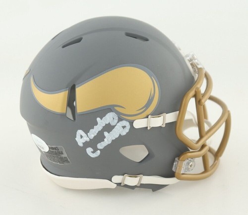 ANTHONY CARTER SIGNED AUTOGRAPHED MINNESOTA VIKINGS SLATE MINI HELMET ...
