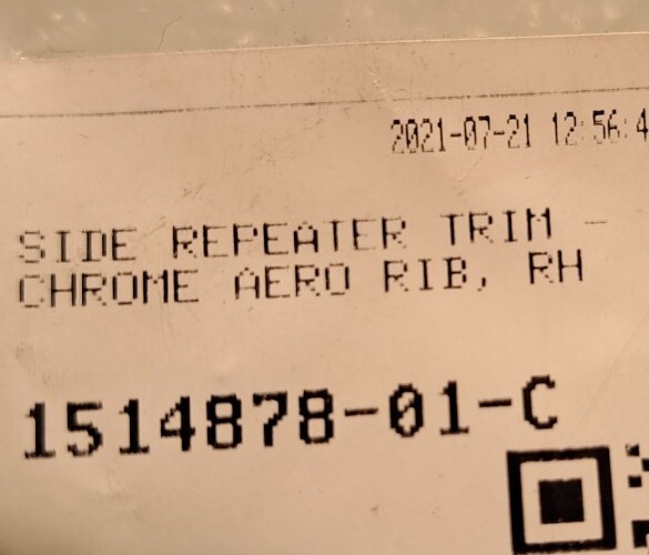 OEM TESLA MODEL S/3/X/Y SIDE REPEATER TRIM CHROME AERO RIB RH 1514878 ...