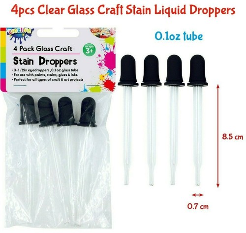 4pk Clear Glass Stain Liquid Dropper Craft Eyedropper Essential Oil ...