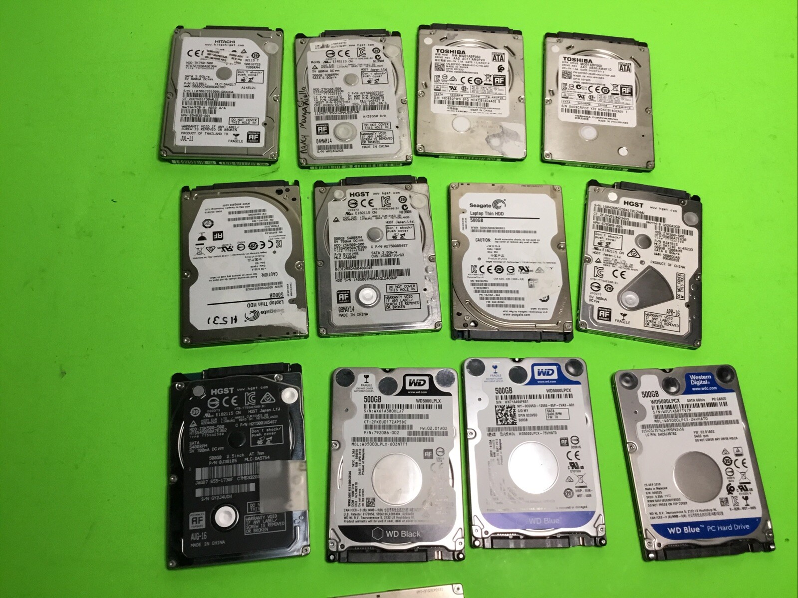 Lot of Qty 13 2.5" SATA 500GB Laptop HDD Hard Drives Mixed Brands ...