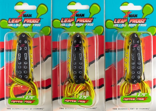 (LOT OF 3) Z-MAN LEAP FROGZ POPPING FROGZ 2.75" LFPL-02 BROWN LEOPARD ...
