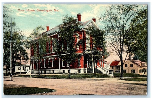 1916 Court House Building Dirt Road Skowhegan Maine ME Posted Antique ...