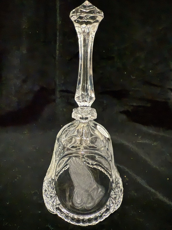 Vintage Crystal Dinner Bell Classic Cut 24% Lead Over Pbo Floral Design ...