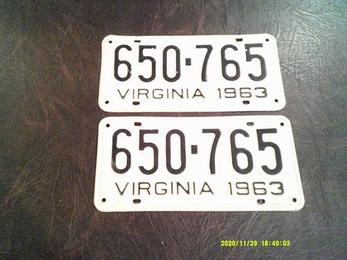 1963 Virginia License Plate Pair | eBay