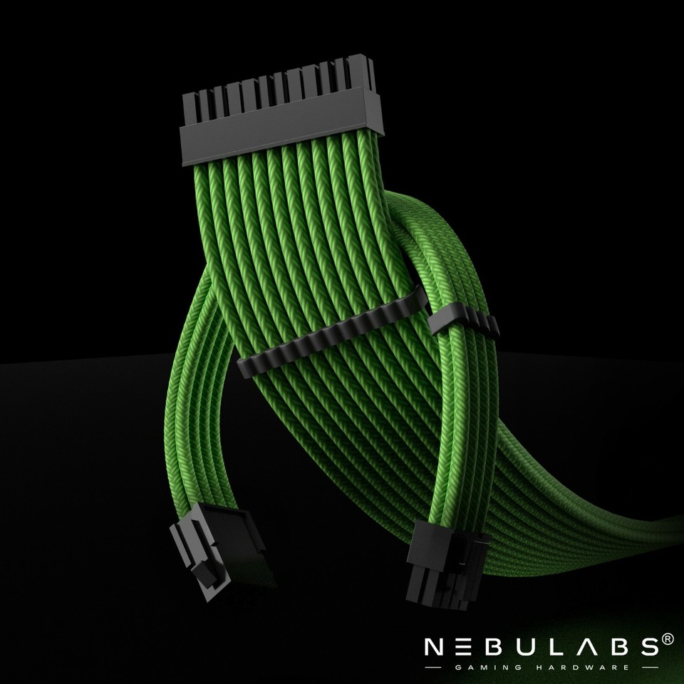 GREEN - PSU PC Cable Extensions Power Supply Cable Extension Kit PSU PC ...