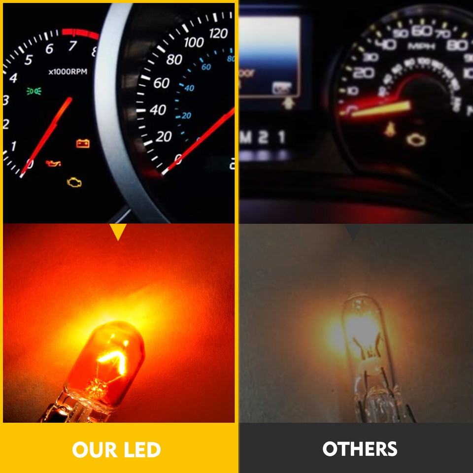 100Pcs T10 194 168 Amber Halogen Bulbs Instrument Panel Light Dash ...