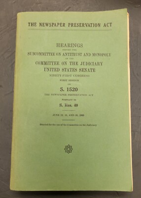 The Newspaper Preservation Act S.1520 | eBay
