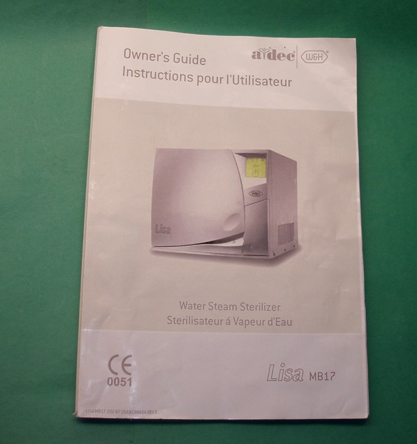 Adec Lisa MB17 Autoclave Water Steam Sterilizer Owners Guide for sale ...
