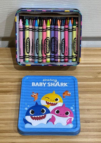 Brand New Pinkfong Baby Shark Collectible Metal Tin with 64 Crayola ...