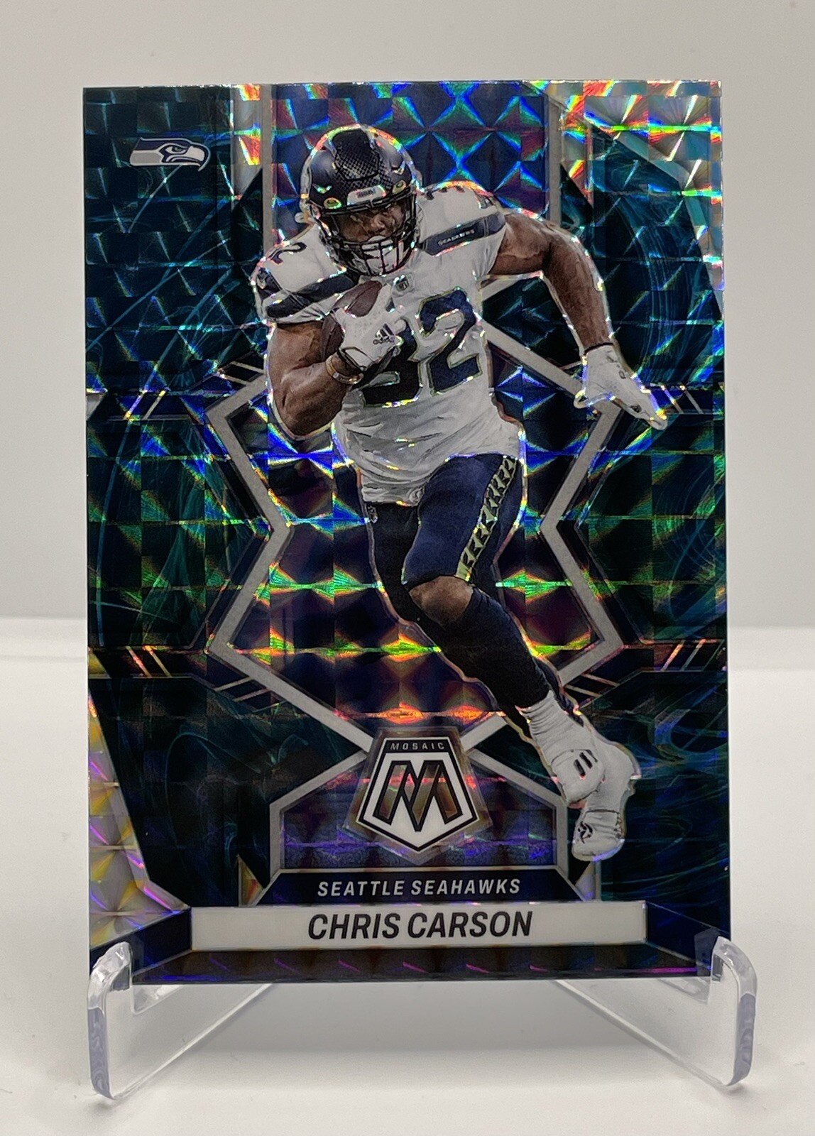 2022 Mosaic Football Genesis Prizm Chris Carson Seattle Seahawks #219 ...
