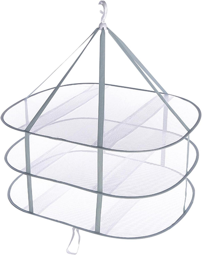 Hanging Mesh Drying Rack, 3 Layer Clothing Collapsible Laundry Basket ...