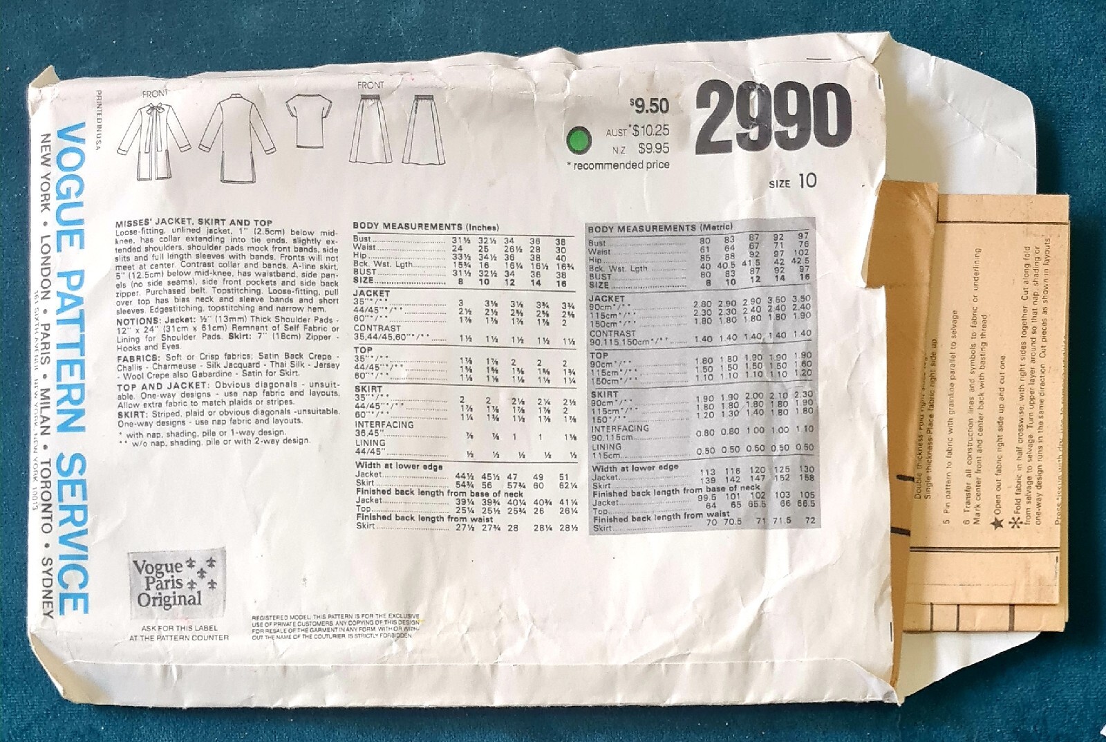 1980s Vogue Designer Stand Collar Balloon Sleeve Coat YSL Sewing ...