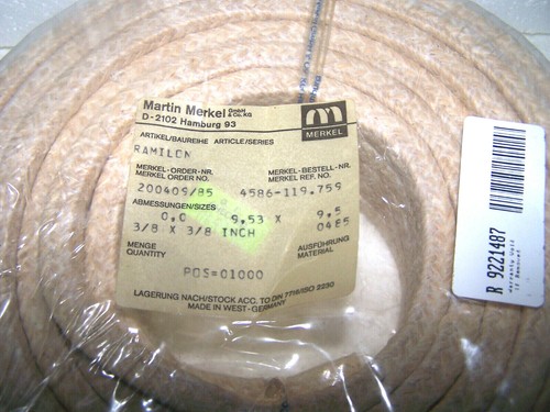MERKEL PTFE Compression Pump Packing 3/8" in 4.3 Pds 9.5 mm Ramilon ...