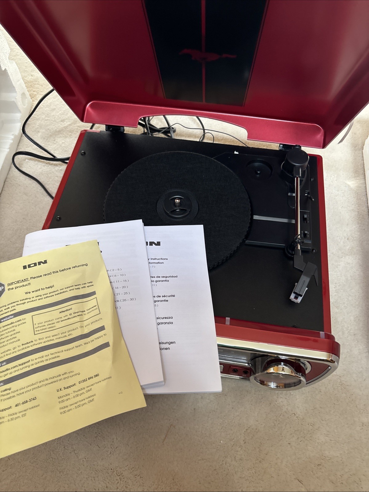 ION Mustang LP 4-in-1 Turntable Entertainment System - Red for sale ...