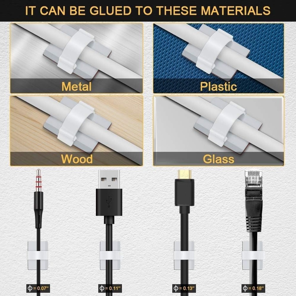 3M Cable Clips Self Adhesive Cord Organizer, Wire Holder Clamp ...