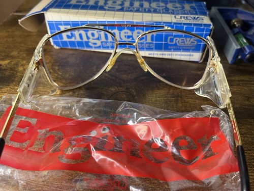 Vintage Crews Engineer Z87 Safety Glasses Gold Frame Aviator With Side ...