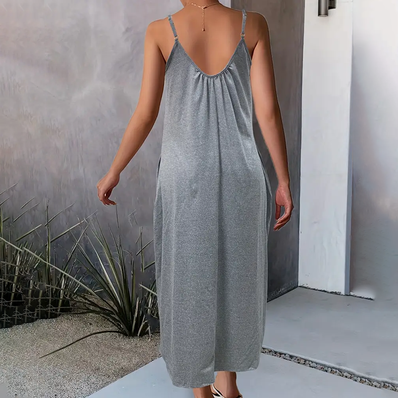 Women's Casual Summer Spaghetti Straps Maxi Dress With Pockets Loose ...