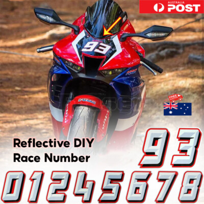 Track Day Number Sticker Reflective Motorcycle Race windshield body Car ...