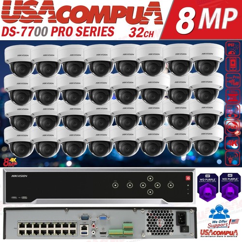 Hikvision 32CH 12MP Security IP Camera System 32 8MP 4K Dome PoE Camera ...