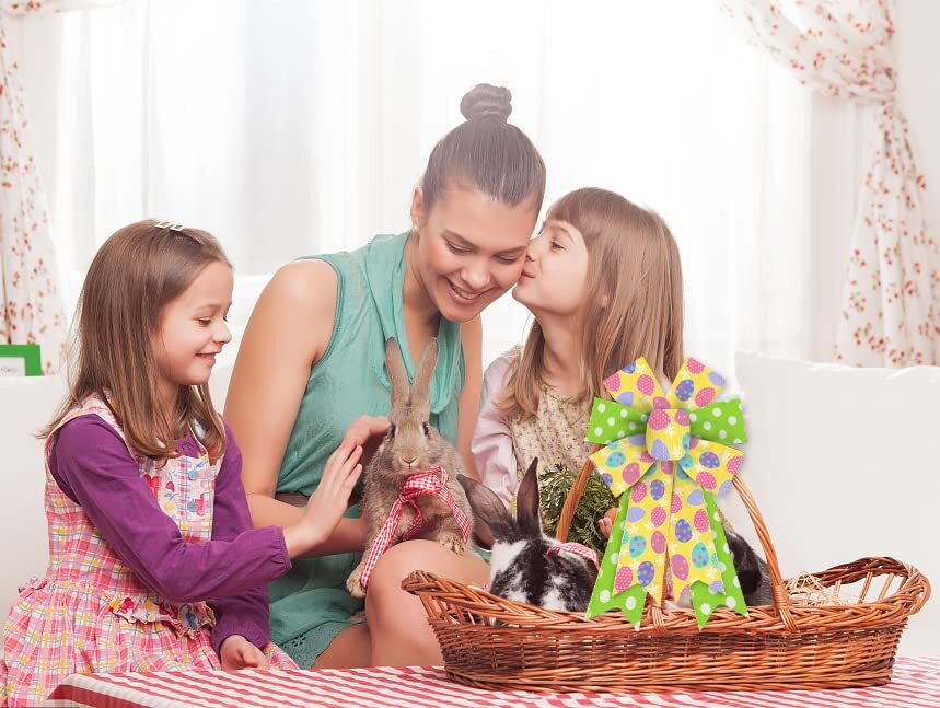 2PCS Easter Bows for Wreath Yellow Easter Egg Wreath Bows for Easter ...