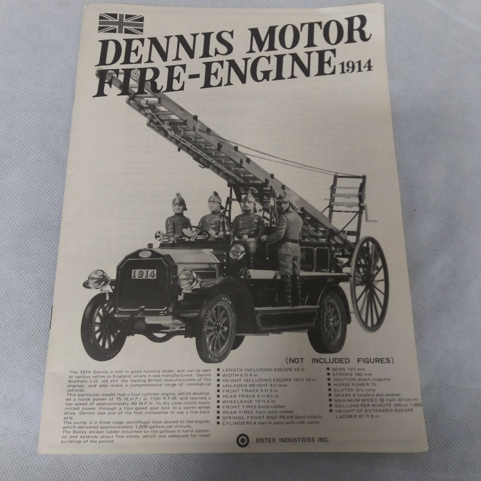 1914 Dennis Motor Fire Engine Large 1/16 Scale Entex # 8473 Partially ...