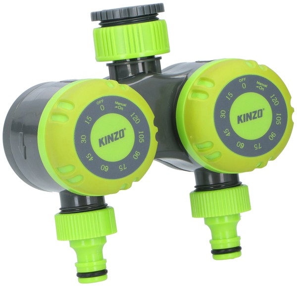 Mechanical Double Tap Water Timer Twin Outlet Garden Hose Irrigation 