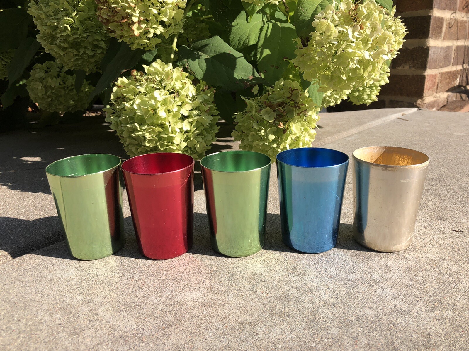 VINTAGE Bascal Aluminum Tumbler Cups Lot of 5 - Red, Green, Silver Gold ...