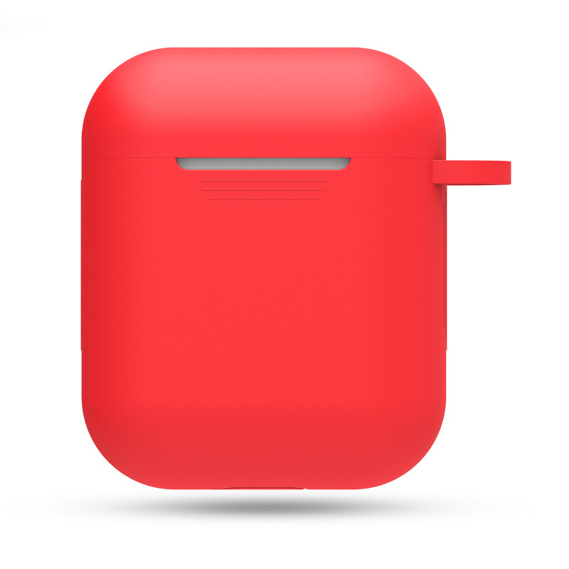 Apple AirPods Silicone Case Cover RED With Keychain for Airpod Charging ...