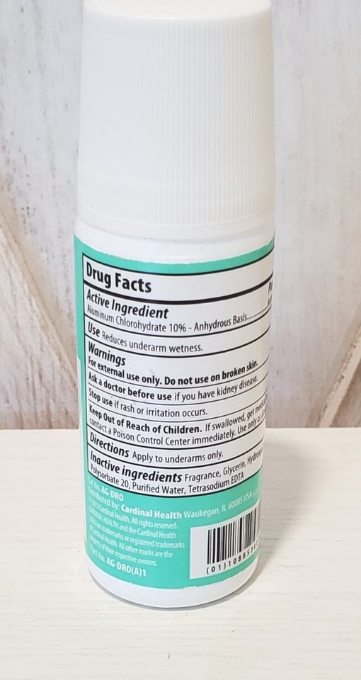 Cardinal Health AG-DRO Roll On Antiperspirant Deodorant, Scented, 1.5OZ ...