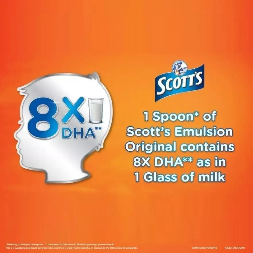 4 Bottles X 400ml SCOTT Emulsion Cod Liver Oil EXTRA Original Flavor ...