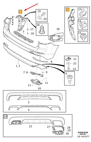 VOLVO XC60 MK2 REAR LEFT BUMPER BRACKET 32296030 GENUINE for sale ...