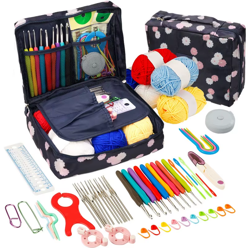 Crochet Kit Beginners Crochet Hook Set with Crochet Yarn,Portable ...