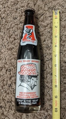 Vintage Paul "Bear" Bryant Coke Bottle Alabama Crimson Tide FULL A ...