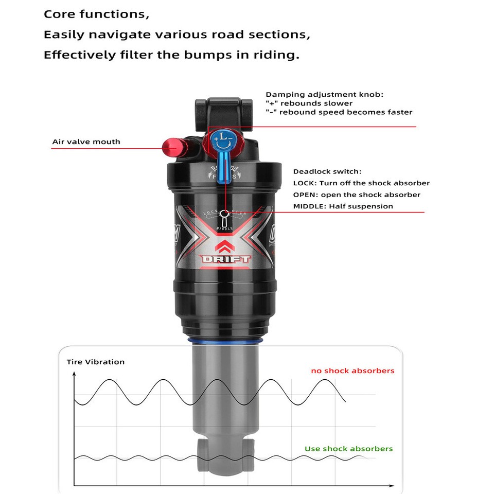 DNM AO-8RC Bicycle Rear Shock 165/190/200/210/230mm Mountain Bike Shock ...