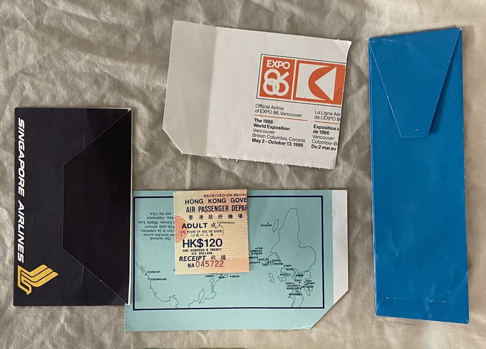 Vintage Singapore Airlines Boarding Pass Stub Envelopes San Francisco ...
