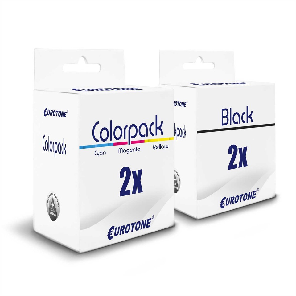 4x Eurotone Tinte 2+2 f r HP DeskJet 3535 3652 3320-V 3745-V 3550-V ...