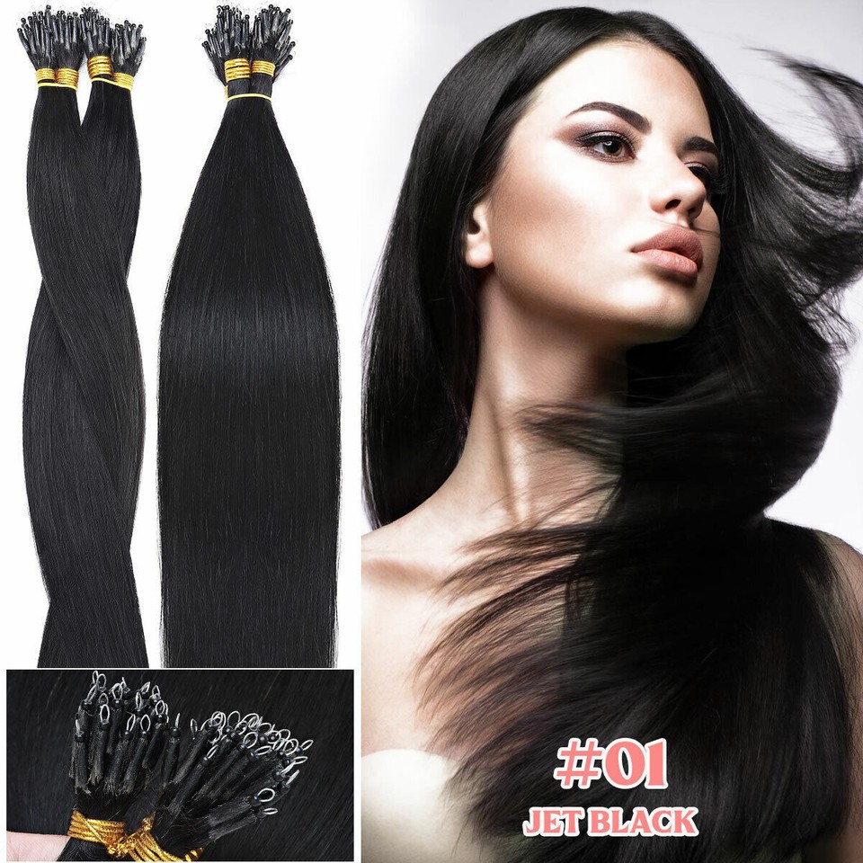 1G Nano Ring Beads Russian 100% Remy Human Hair Extensions Micro Loop ...