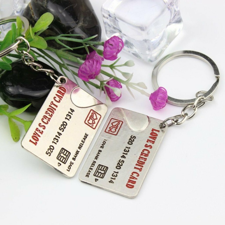 Lovers Credit Card Couple Keyrings Set Silver Metal Puzzle Keyrings Key ...