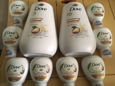 HUGE 10 Piece DOVE SHEA BUTTER & VANILLA Body Wash Set-Two Bottles ...