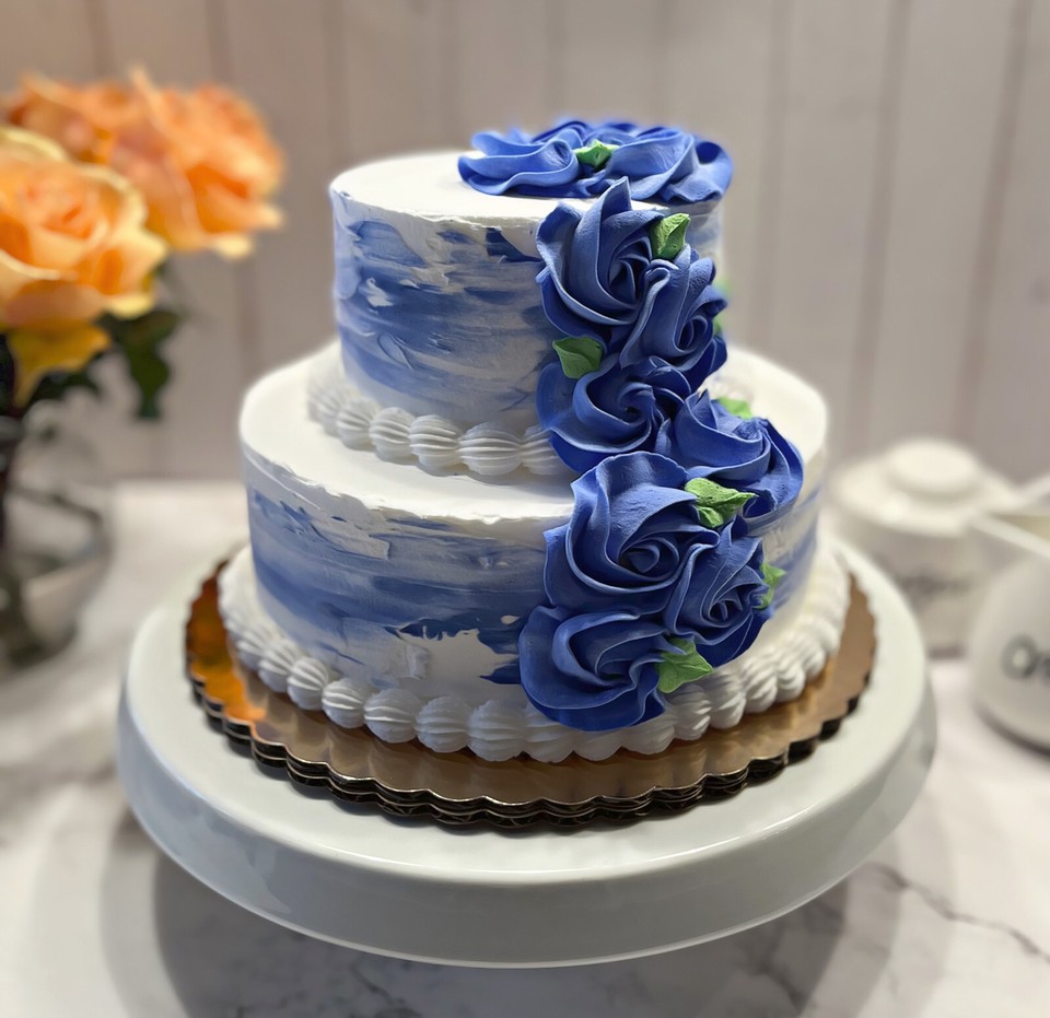 DEZICAKES Fake Wedding Cake Artificial Food Fake Blue Tier Cake | eBay UK
