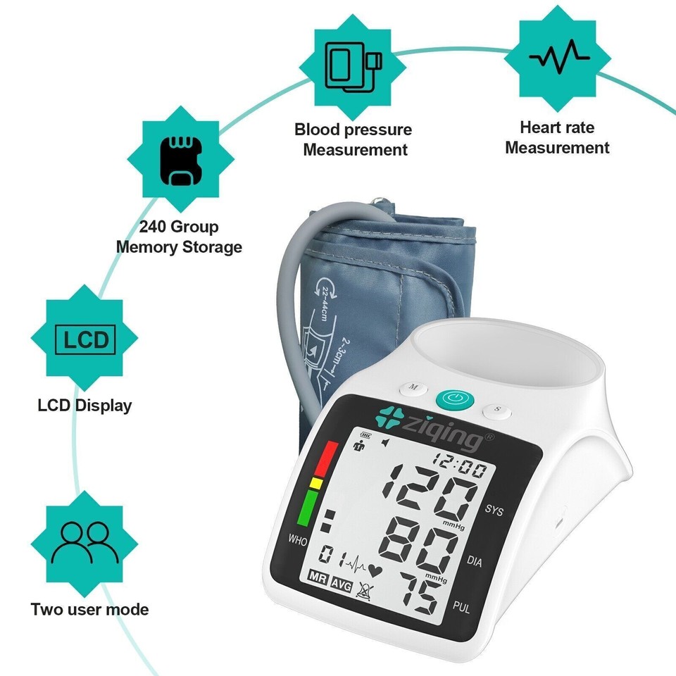 Blood Pressure Monitor Upper Arm Heart Beat Meter BP Machine Cuff for ...