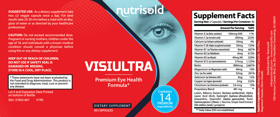 VisiUltra Premium Eye Health Formula Visi Ultra 1 Bottle 60 Capsules | eBay