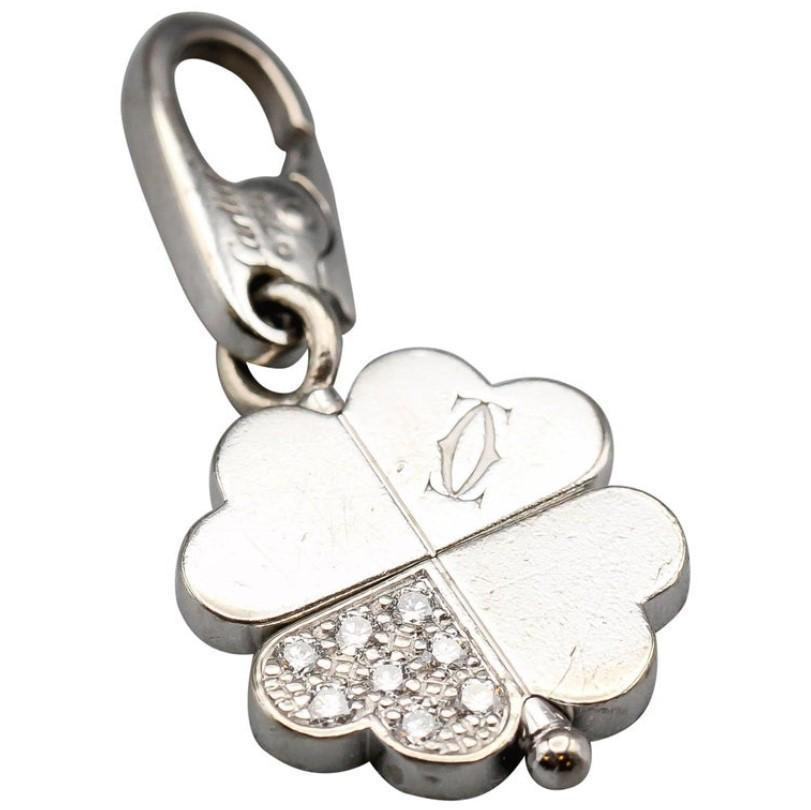 Cartier Diamond 18k White Gold Rotating Four Leaf Clo… - Gem