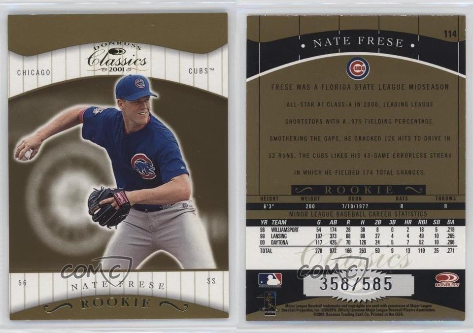 2001 Donruss Classics Rookie 358/585 Nate Frese #114 Rookie RC u6m | eBay