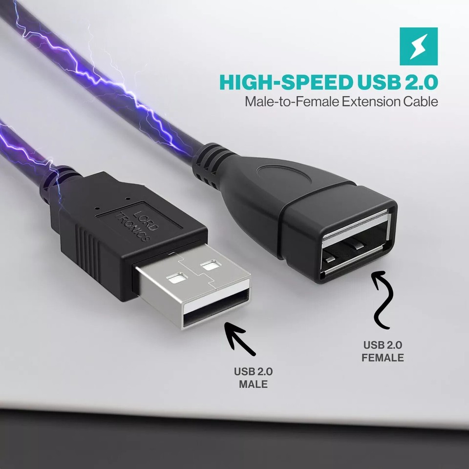 3/5/10 Feet USB A Male to USB A Female Extension Cable USB Adapter ...