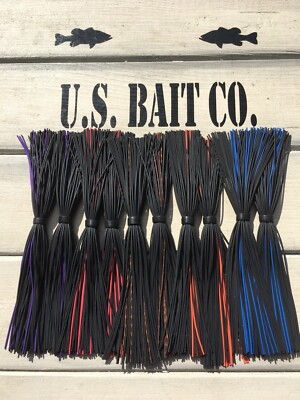 Bass Jig Skirts Living Rubber Lot Of 10 includes 5 colors 2 of ea ...
