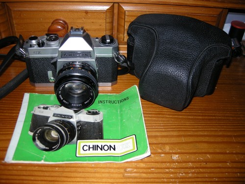 Vintage CHINON CX 35mm film SLR camera kit with lens and case. | eBay