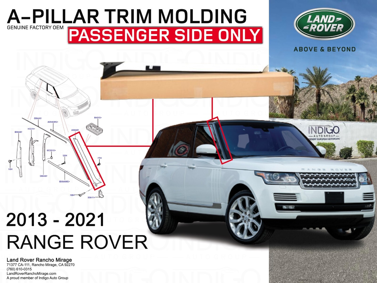 Genuine Range Rover PASSENGER side (RIGHT) Front Molding LR076494 | eBay