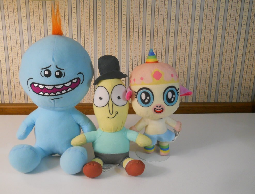 Rick & Morty plush Adult Swim ,Tinkles Unicorn, Mr Meeseeks, Mr Poopy ...